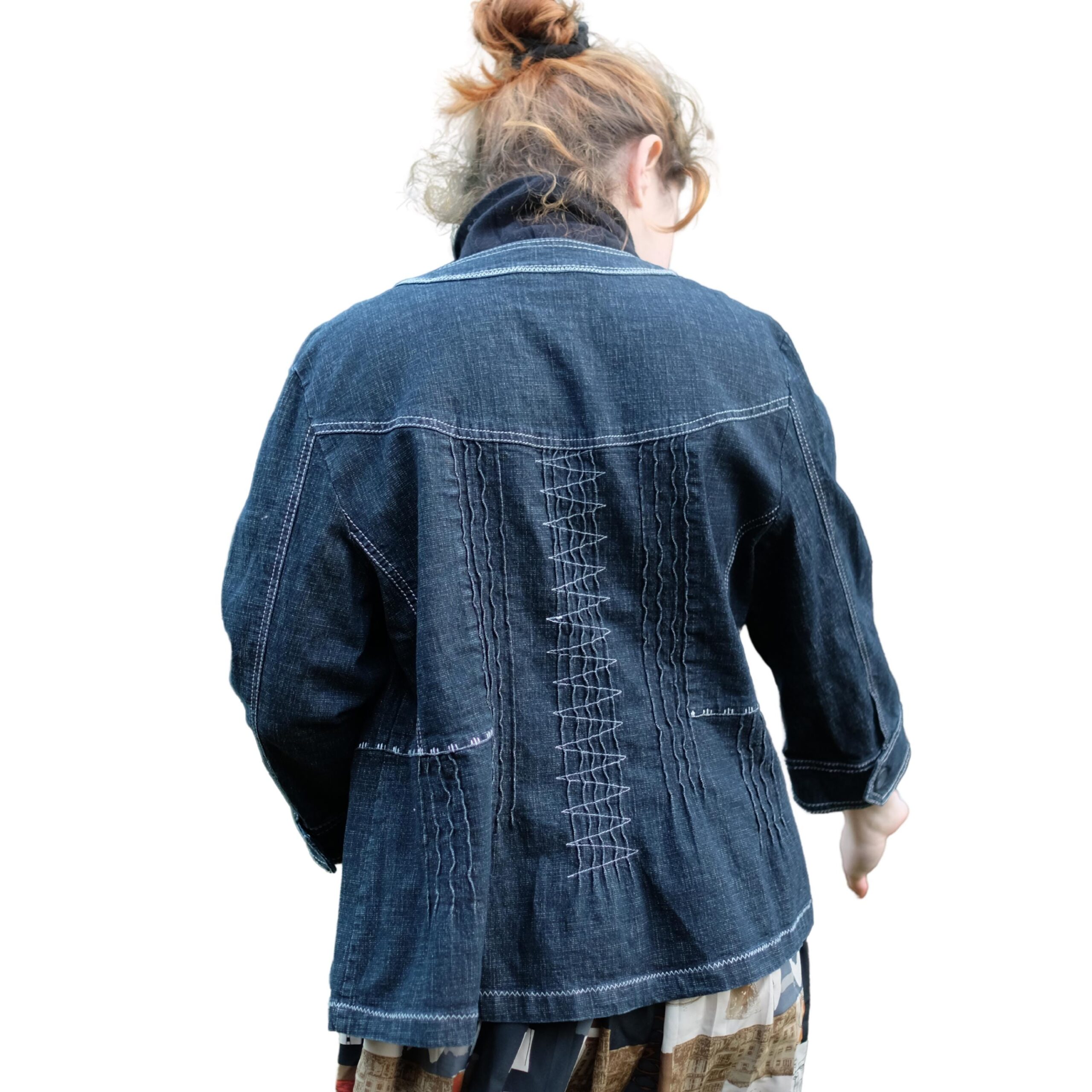 Vintage Denim Blazer with Funky Pattern - True Vintage Treasures